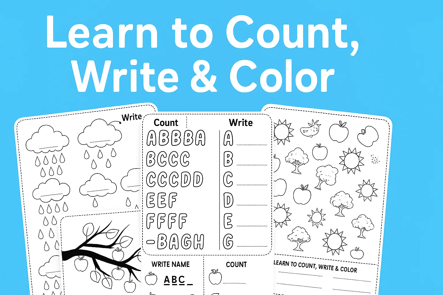 Free Printable Activity Pages for Kids | Counting & Alphabet Learning ...